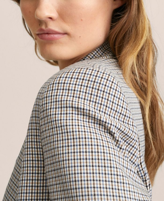 MANGO Women's Double-Breasted Check Blazer - Macy's