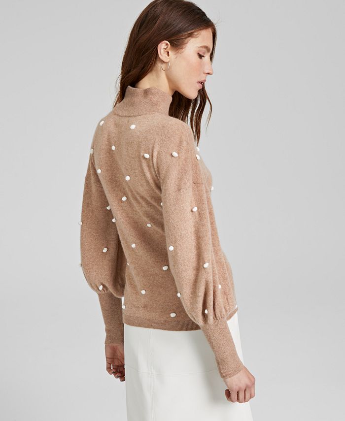 Charter Club Cashmere Blouson-Sleeve Pop Sweater, Created for Macy's ...