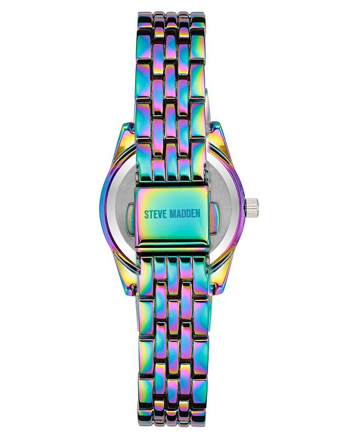 Steve Madden Women's Iridescent-Tone Metal Link Bracelet Watch, 26mm ...