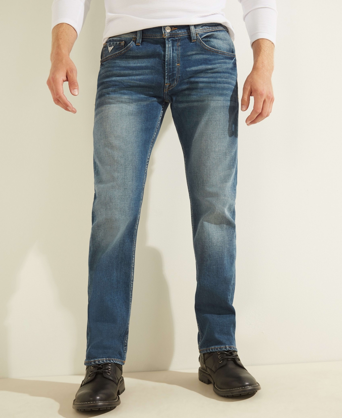 Click here for Guess Mens Eco Mateo Medium Wash Relaxed Jeans - M... prices