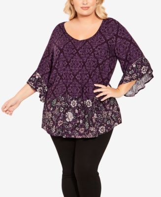 Plus Size Abby Pintuck Border Top - Macy's