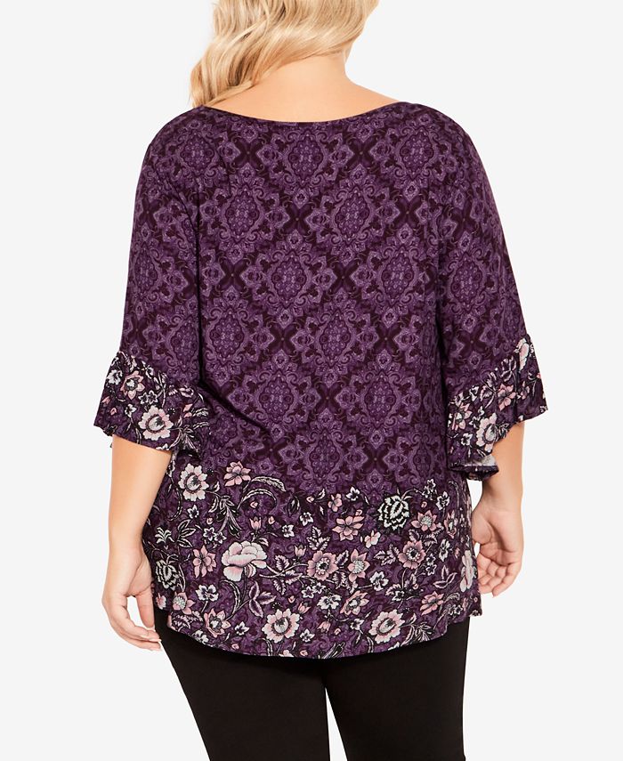 Avenue Plus Size Abby Pintuck Border Top & Reviews - Tops - Plus Sizes ...