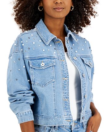 INC International Concepts Women's Luxe Embellished Trucker Jacket ...