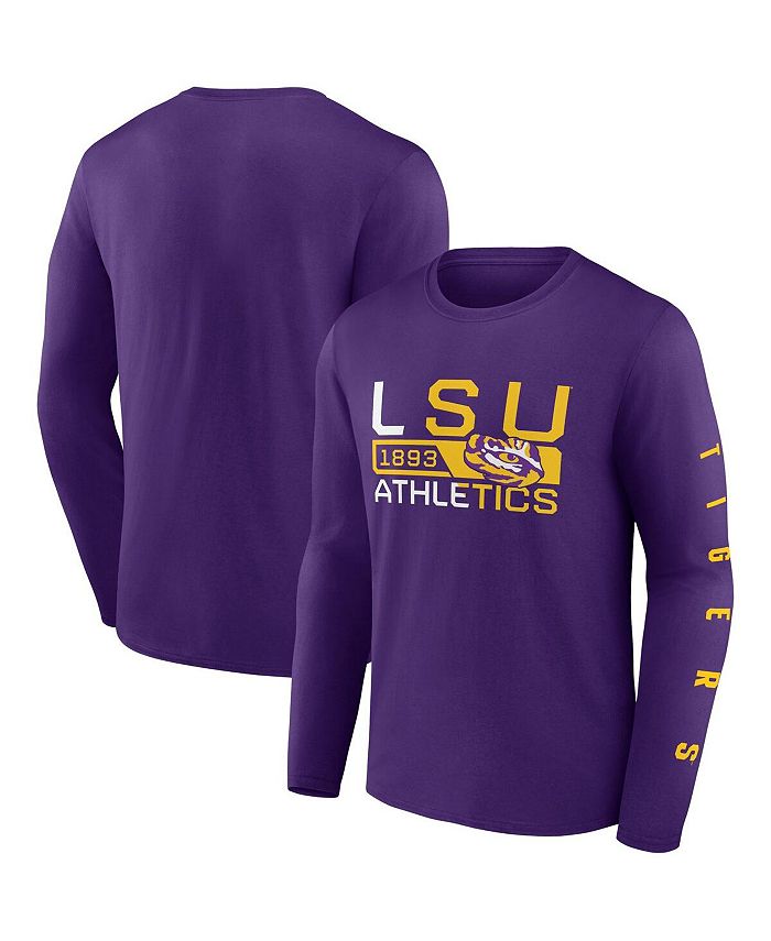 Fanatics Men's Purple LSU Tigers Broad Jump 2-Hit Long Sleeve T-shirt ...