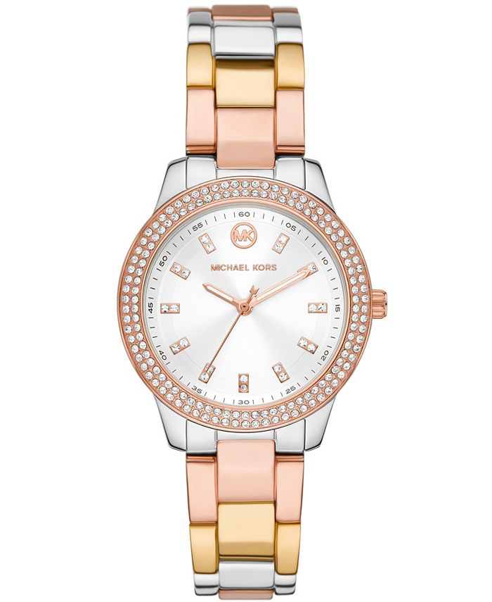 Michael Kors Women's Tibby Tri-Tone Stainless Steel Bracelet Watch 34mm ...