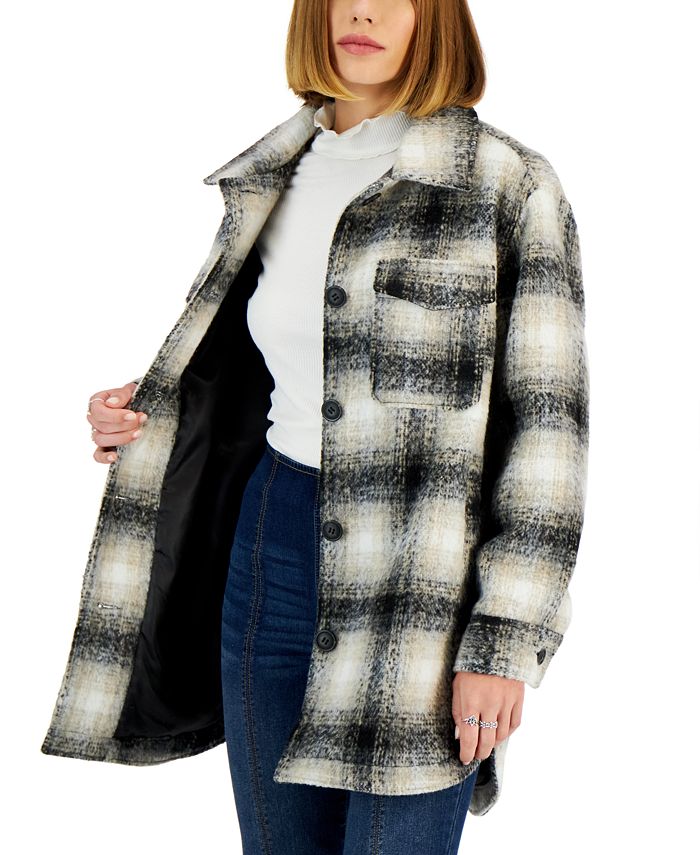 Sebby Juniors' Button-Front Plaid Shirt Jacket & Reviews - Coats ...