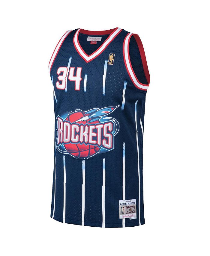 Mitchell And Ness Mens Hakeem Olajuwon Navy Houston Rockets 1996 97