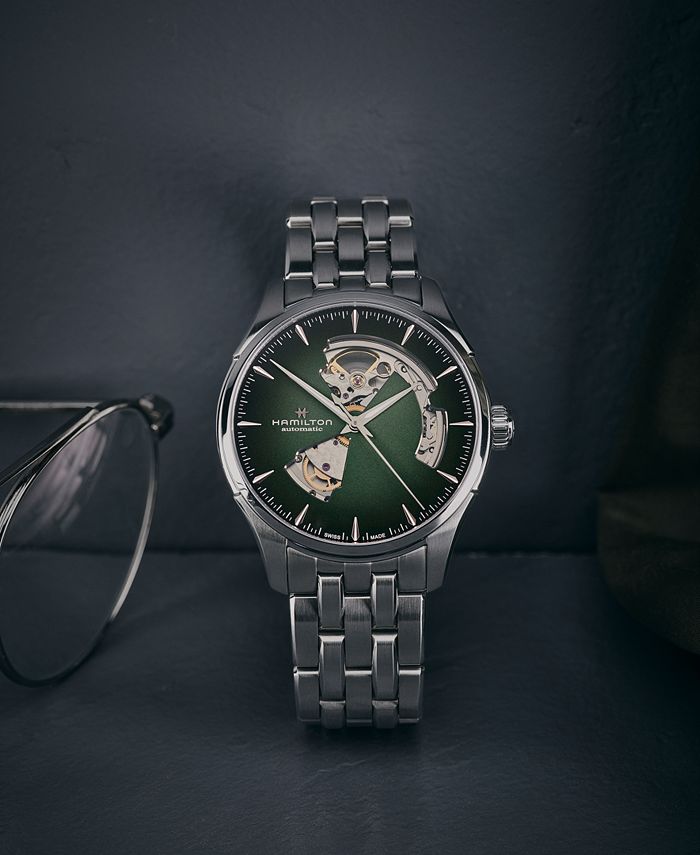Hamilton Men's Automatic Jazzmaster Open Heart Smoked Green Stainless ...