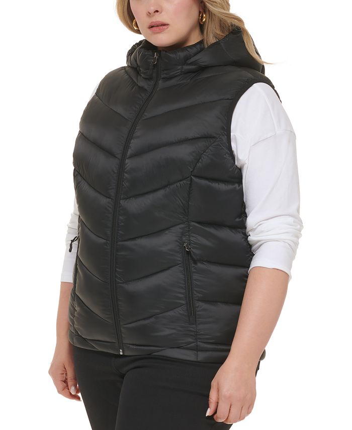 Charter Club Women's Plus Size Packable Hooded Puffer Vest, Created for ...
