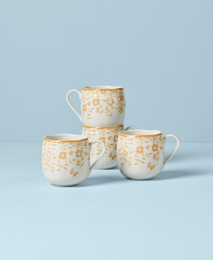 Lenox Butterfly Meadow Cottage Porcelain Mugs, Set of 4 - Macy's