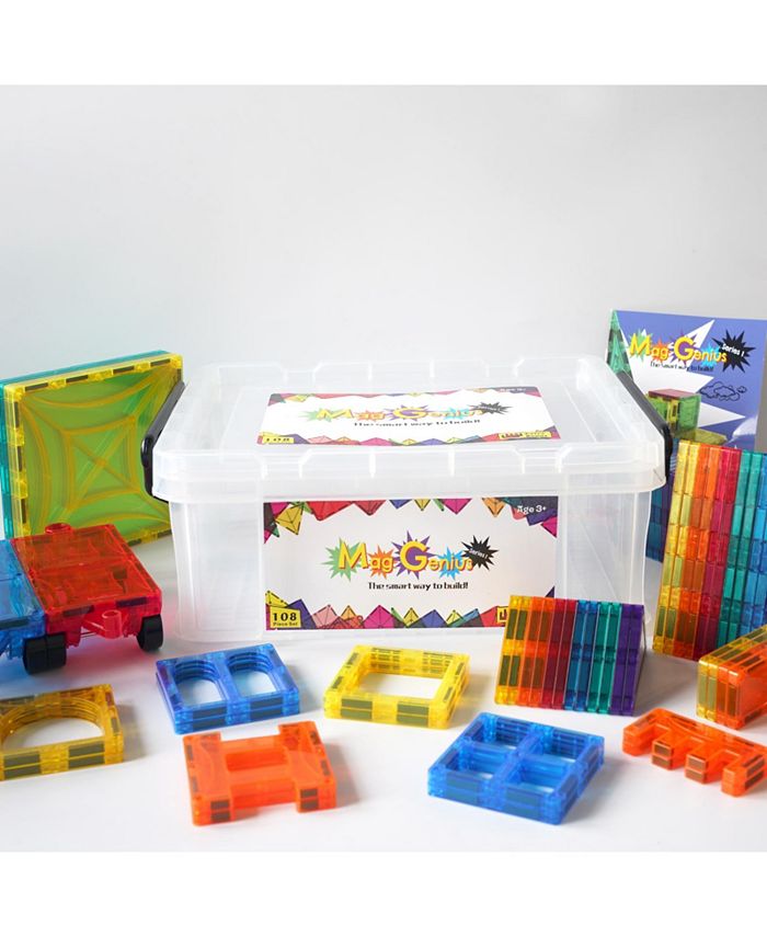 Mag-Genius 108 Piece Magnetic Building Blocks With Two Bonus Pieces ...