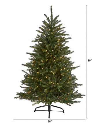 Nearly Natural Napa Valley Fir Artificial Christmas Tree with Lights ...