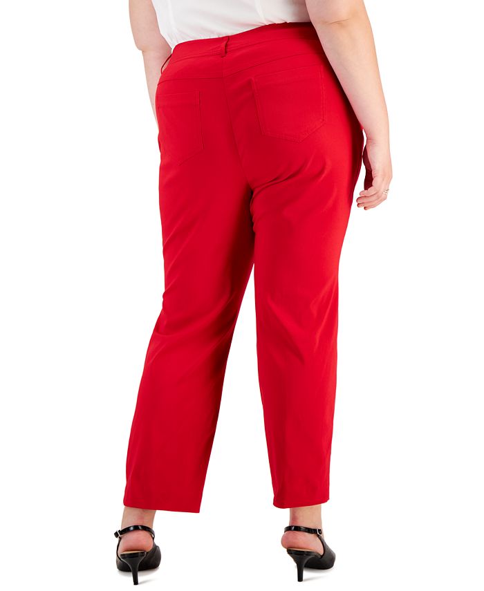 JM Collection Plus & Petite Plus Size Tummy Control Curvy-Fit Pants ...