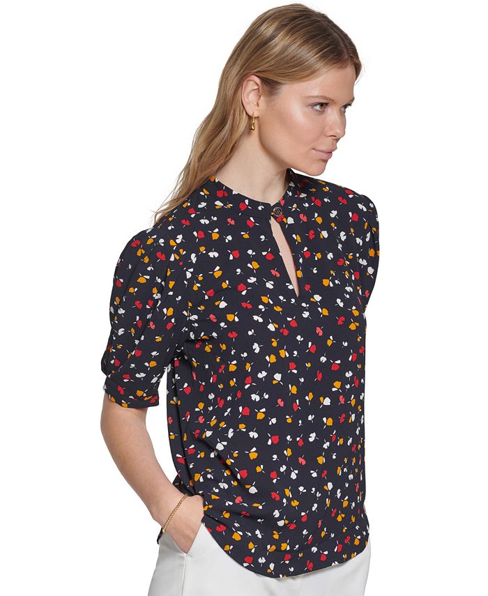 Tommy Hilfiger Women's Keyhole Floral Blouse - Macy's