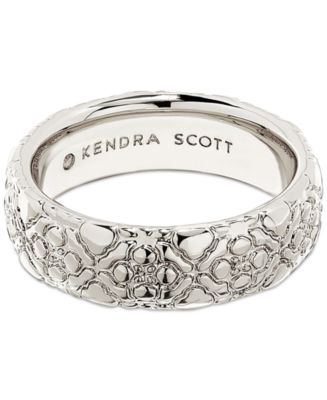 Kendra Scott Rhodium-Plated Etched Band Ring - Macy's