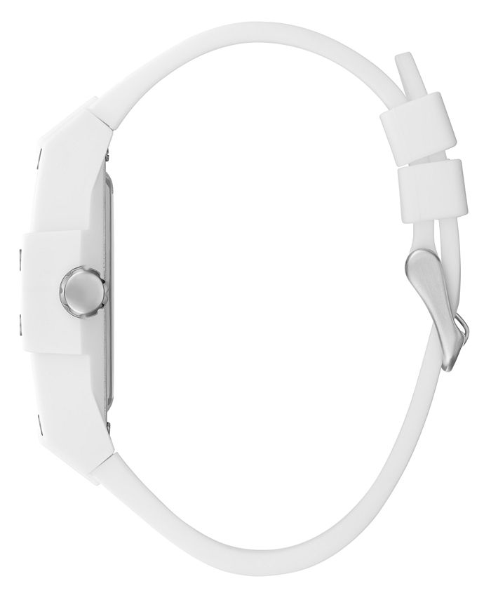 GUESS Men's Multi-Function White Silicone Strap Watch 43mm - Macy's