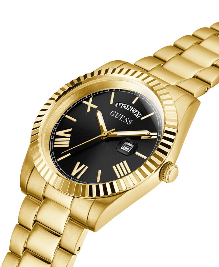 GUESS Men's Gold-Tone Stainless Steel Bracelet Watch, 42mm - Macy's