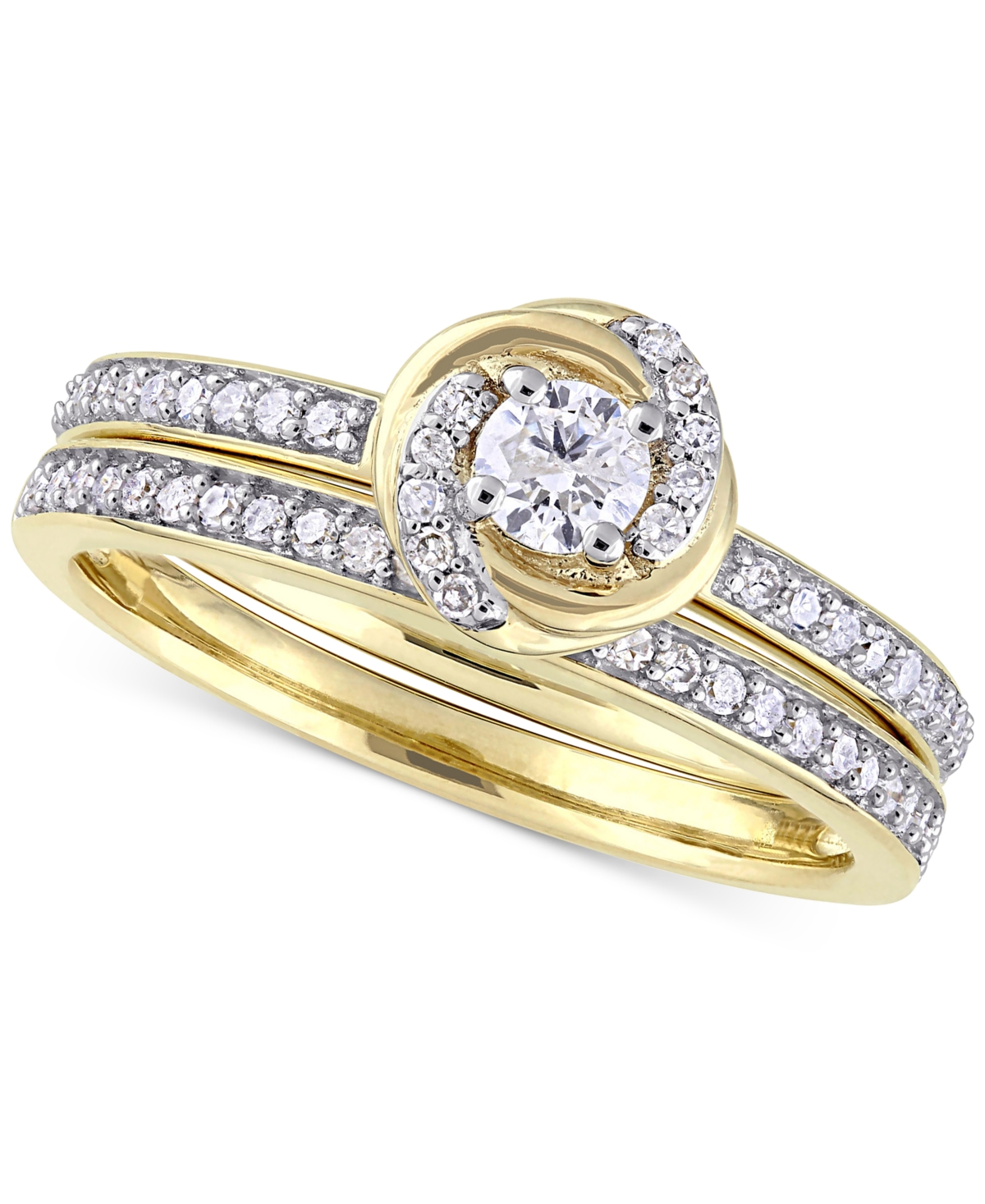 Click here for Diamond Swirl Halo Bridal Set (1/2 ct. t.w.) in 14... prices