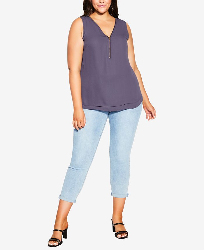 City Chic Trendy Plus Size Sexy Zip Top - Macy's