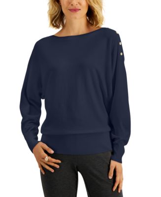JM Collection Dolman Button-Trim Sweater, Created for Macy's - Macy's