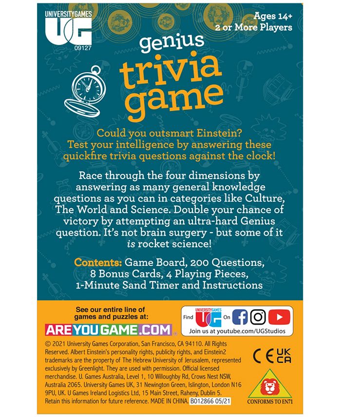 University Games Einstein Genius Trivia Game Set, 215 Piece - Macy's