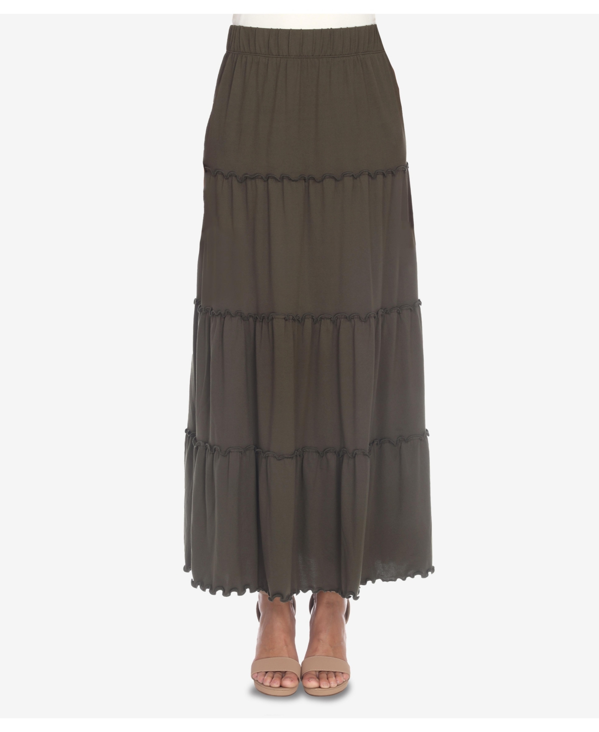 Click here for Womens Tiered Maxi Skirt - Olive prices