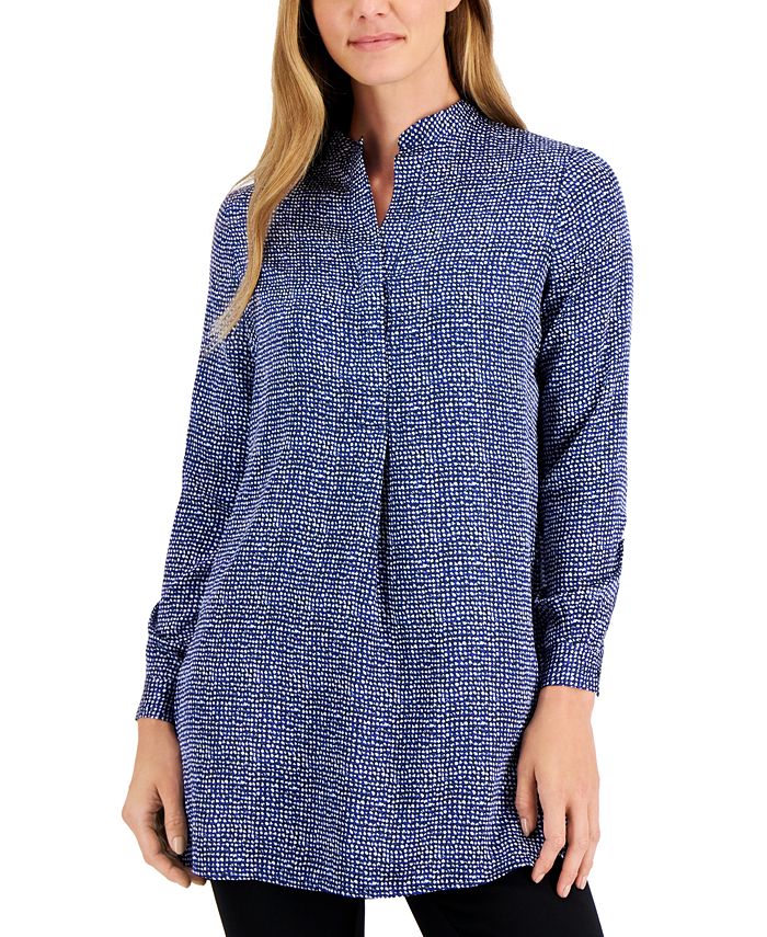 Anne Klein Women's Printed Side-Slit Tunic - Macy's