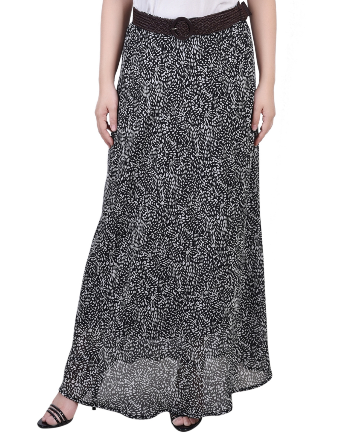 Click here for Womens Chiffon Maxi Skirt - Black White Dot prices
