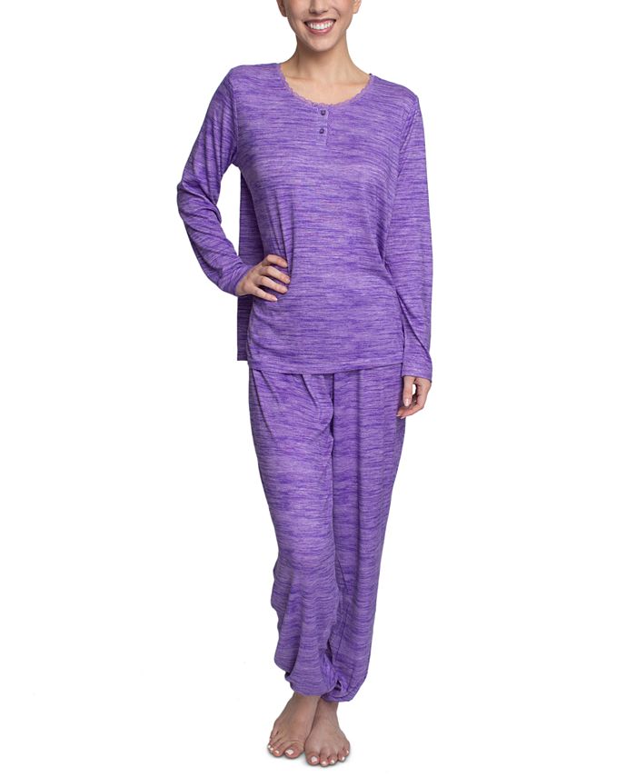 Hanes Women's Relaxed Butter-Knit Henley Pajama Set & Reviews - All ...