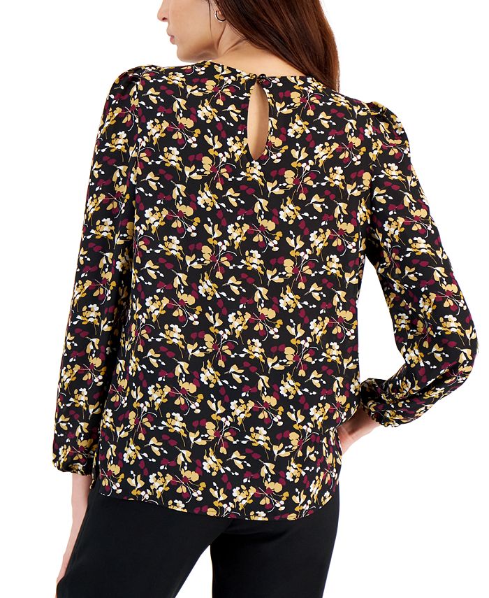 Kasper Women's Pleated-Neck Printed Blouse - Macy's