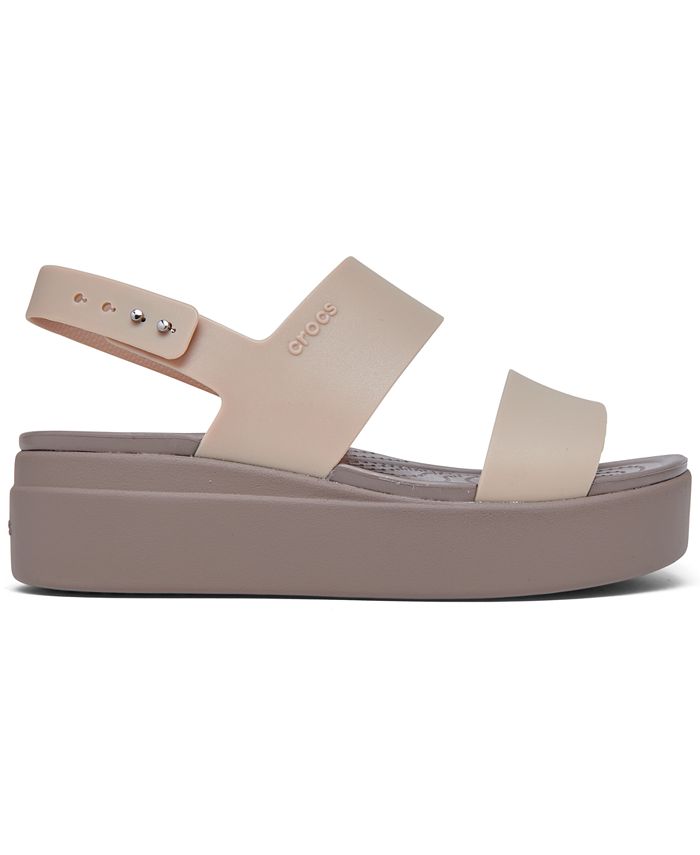 Crocs Women's Brooklyn Metallic Low Wedge Two-Strap Classic Sandals ...