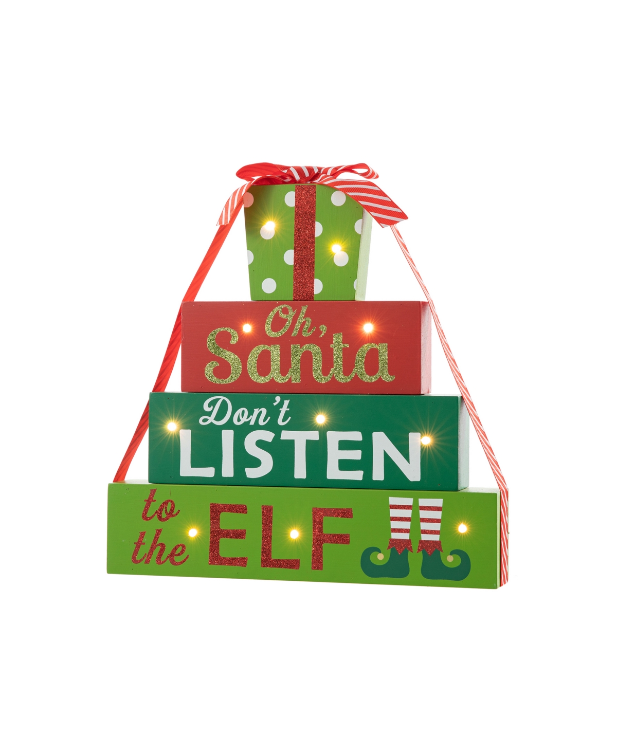 Click here for Glitzhome 12 Lighted Wooden Christmas Gift Block T... prices