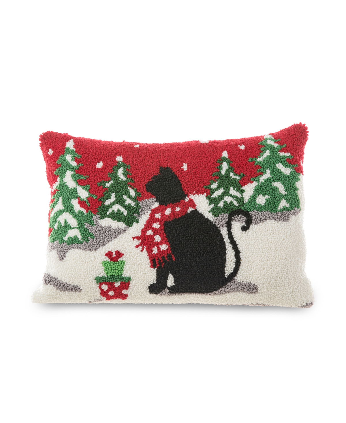 Click here for Glitzhome Hooked Christmas Cat Pillow  18 x 12 - M... prices
