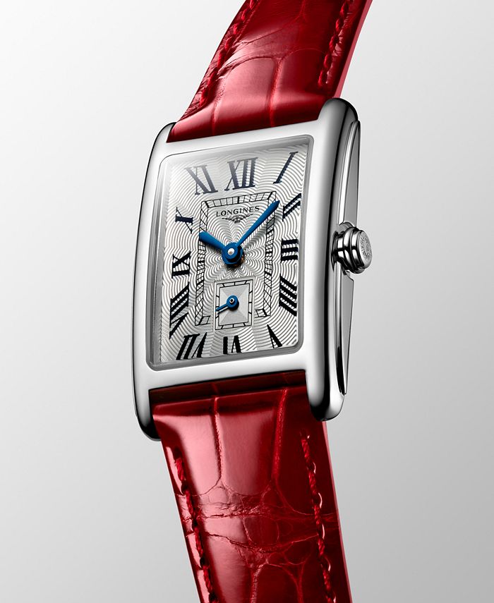 Longines Women's Swiss Automatic DolceVita Red Leather Strap Watch ...