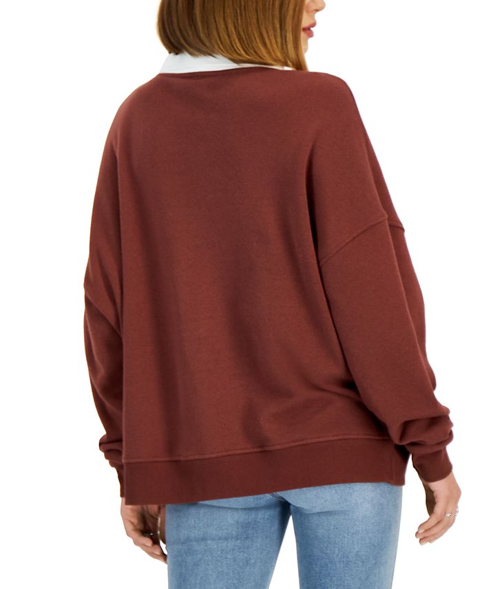 Grayson Threads Black Juniors' Collared Graphic-Print Sweatshirt - Macy's