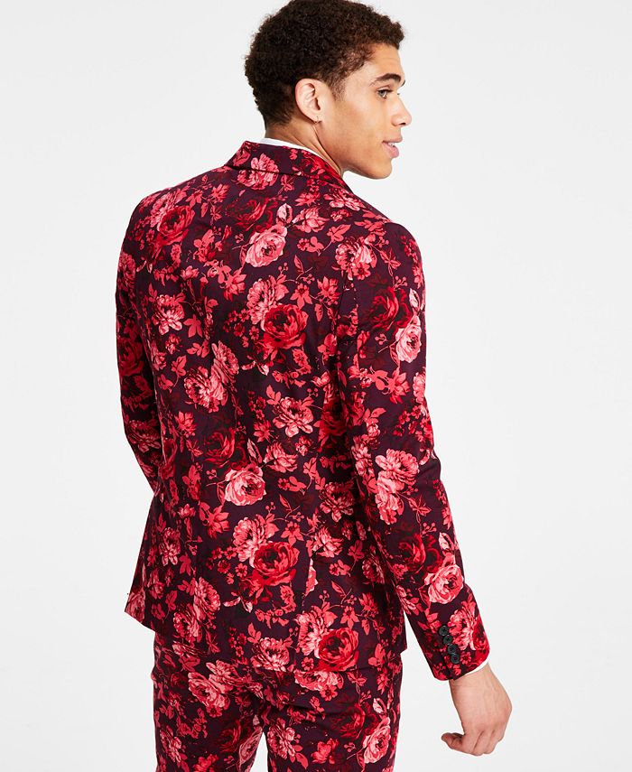 I N C International Concepts Mens Roscoe Slim Fit Floral Print Suit