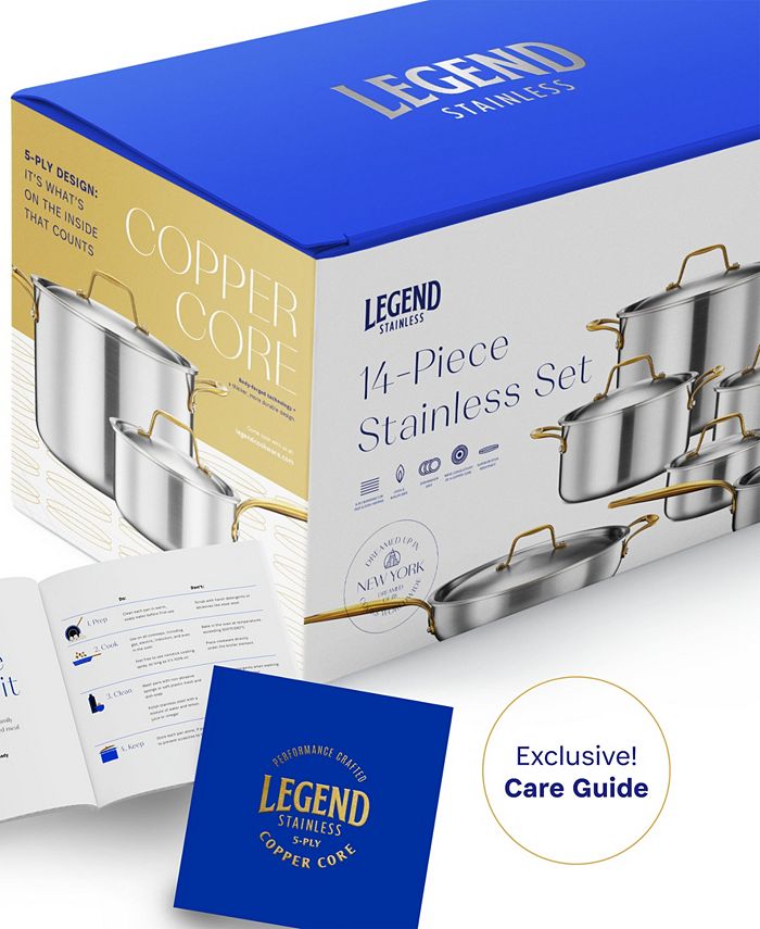 Legend Cookware Copper Core 5 Ply Cookware with Gold Lids Handle Set ...