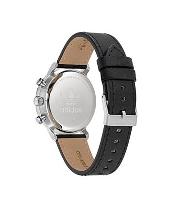 adidas Unisex Chrono Code One Chrono Black Leather Strap Watch 40mm ...