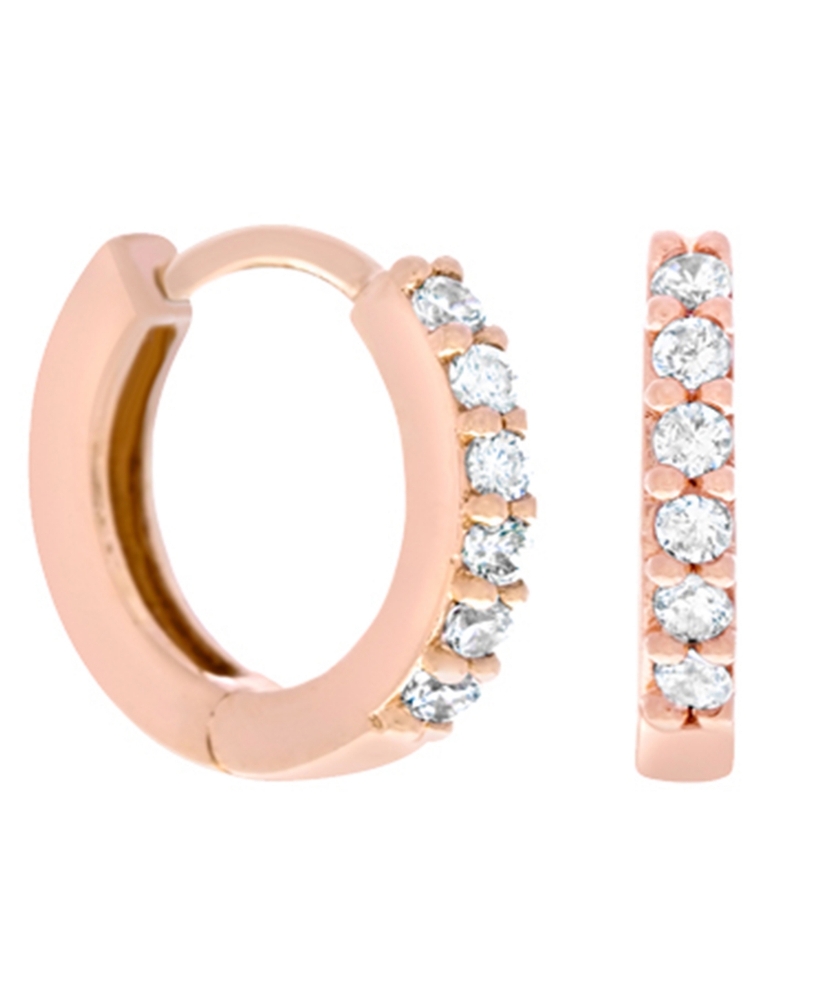 Click here for Girls Crew Cubic Mini Hoop Earrings - Rose Gold-Pl... prices