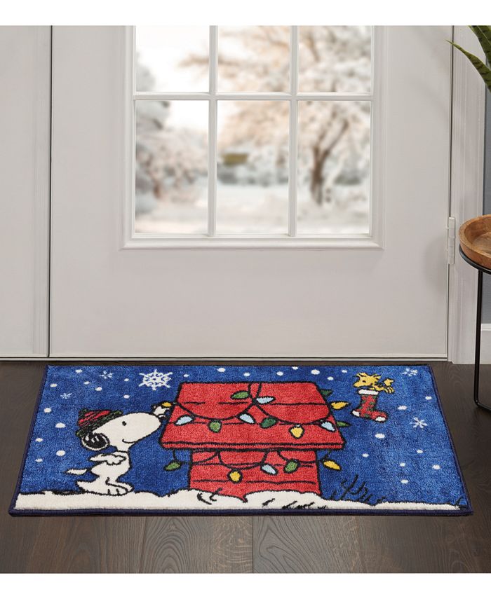 Nourison Peanuts Snoopy Woodstock Holiday Lights Dog House Accent Rug ...