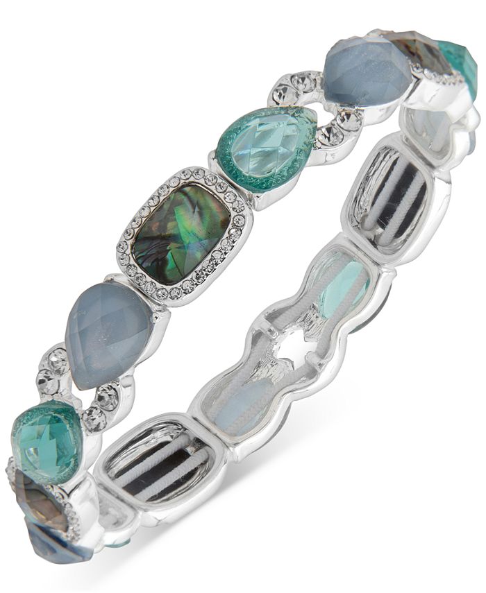 Anne Klein Silver-Tone Crystal Stretch Bracelet - Macy's