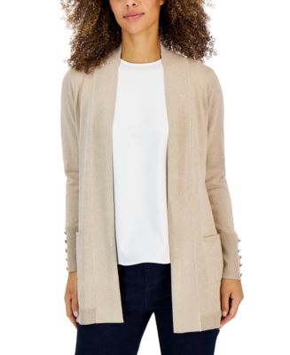 JM Collection Snap-Sleeve Metallic Cardigan Sweater, Created for Macy's ...