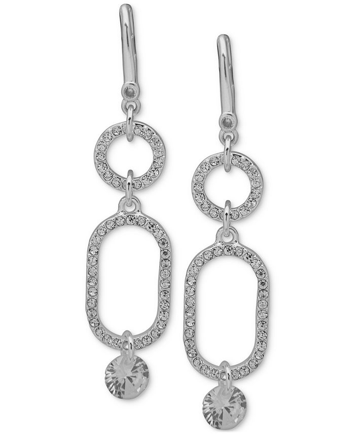DKNY Silver-Tone Crystal Leverback Drop Earrings - Macy's