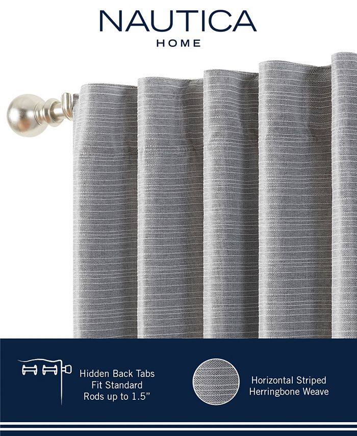 Nautica Robin Thermal Woven Room Darkening Back Tab Window Curtain ...