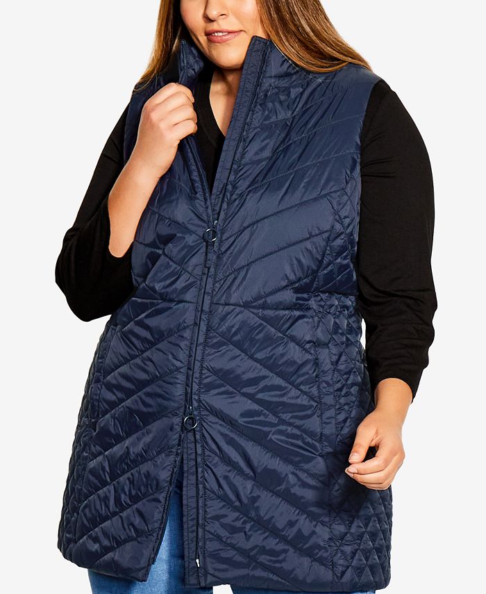Avenue Plus Size Quilted Longline Vest Jackets - Macy's