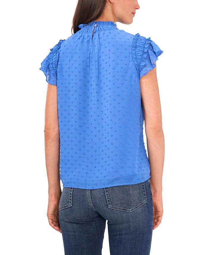 CeCe Women's Ruffled Flutter Sleeve Mock Neck Blouse - Macy's