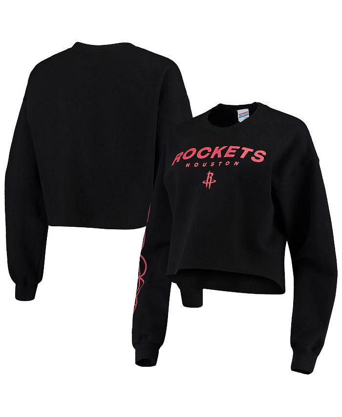 Junk Food Women's Black Houston Rockets Cut Off Moderate Crop Fleece ...