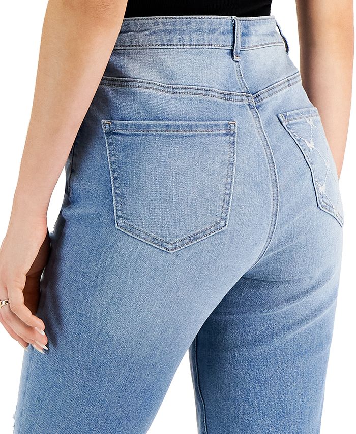 Gemma Rae Juniors' High Rise Ripped Side-Slit Skinny Jeans - Macy's