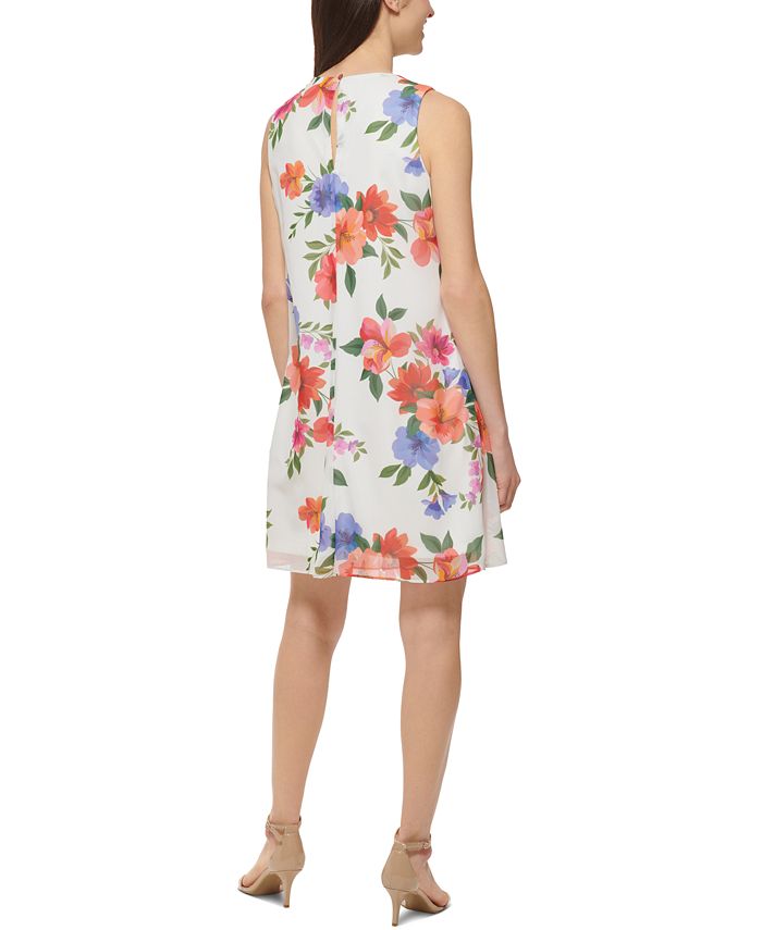 Jessica Howard Petite Printed-Chiffon Sleeveless A-Line Dress - Macy's