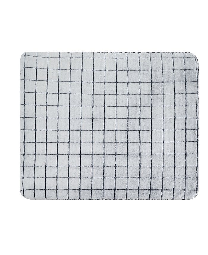 Seventh Studio Grid Faux Fur Sherpa Throw, 50" x 60" - Macy's